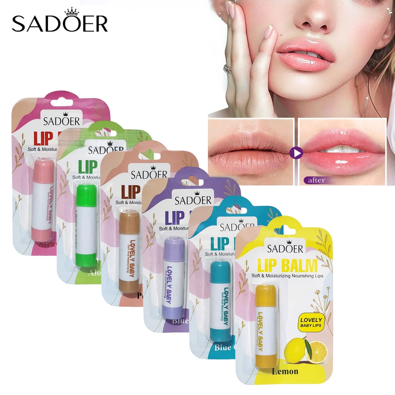 SADOER Lovely Lip Balm – Soft & Moisturizing Nourishing Lips – Miss Beauty